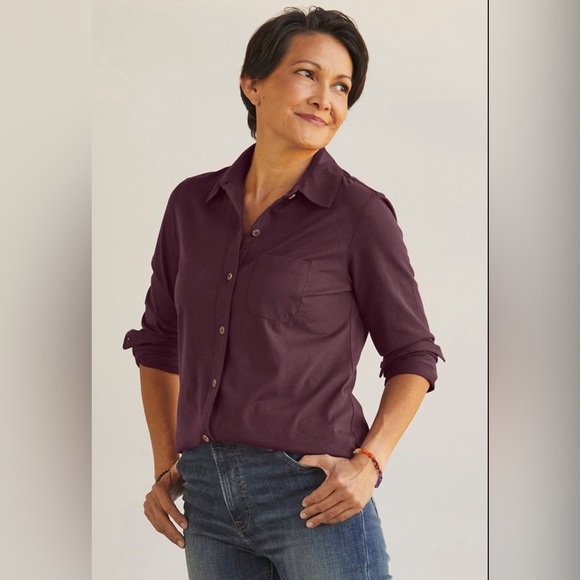 Fair Indigo | Tops | Nwt Fair Indigo 0 Organic Cotton Knit Button Down ...